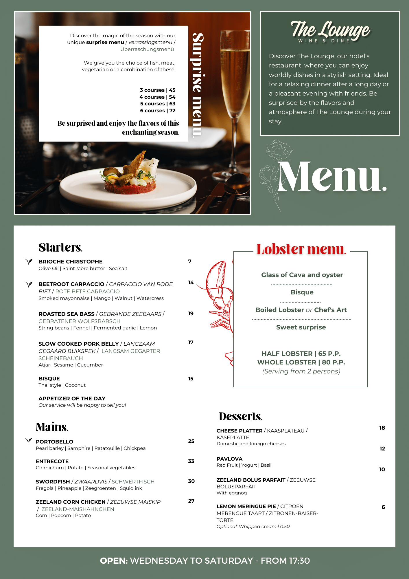 Culinair genieten met ons diverse menu | Hotel the Roosevelt